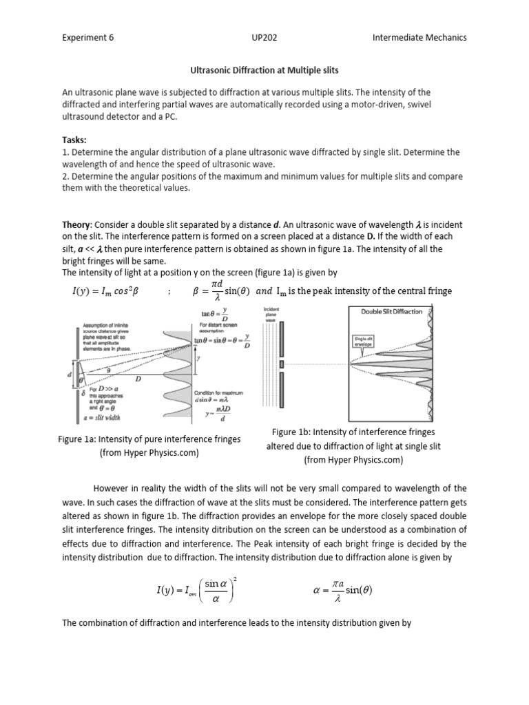 Expt 6 Ultrasonic Diffraction at Multiple Slits | PDF | Diffraction ...