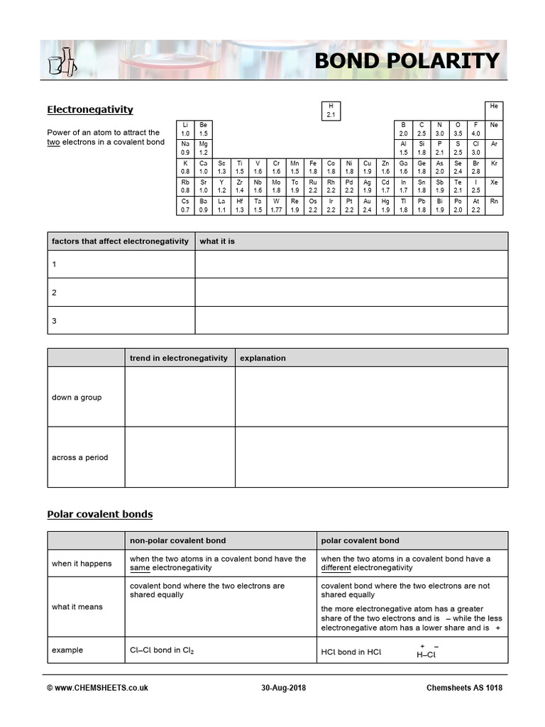 Electronegativity and Bond Polarity | PDF | Intermolecular Force | Chemical Polarity