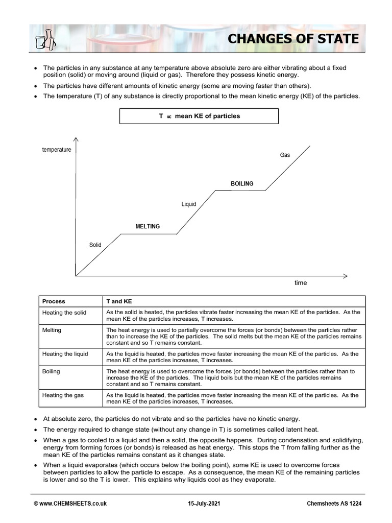Kinetic Energy and State Changes | PDF | Liquids | Heat