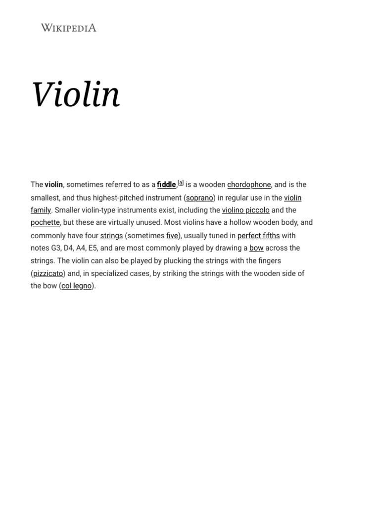 Violin - Wikipedia | PDF | Violin | Harmonic