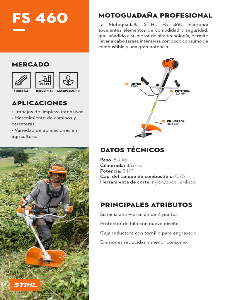 Motoguadaña STIHL FS 460: Ficha Técnica | PDF
