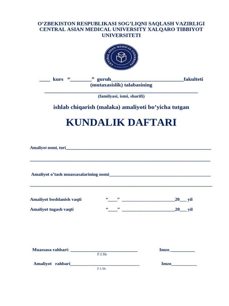 kundalik 72 soat 12kun | PDF