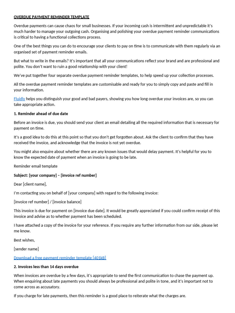 Overdue Payment Reminder Template | PDF | Payments
