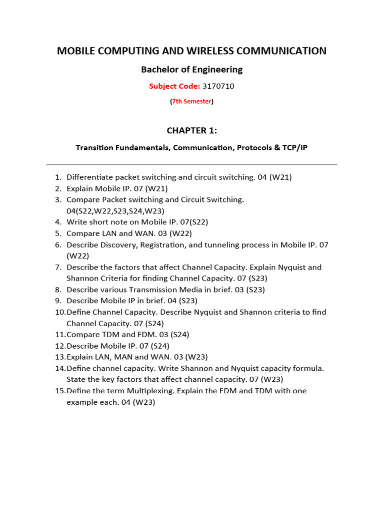 Mobile Computing & Wireless Communication Guide | PDF | Channel Access Method | Bluetooth