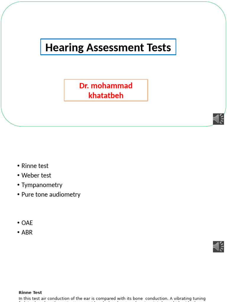 Hear Assessment Tests | PDF