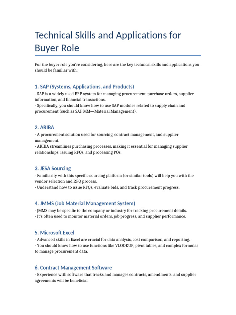 Essential Technical Skills for Buyers | PDF
