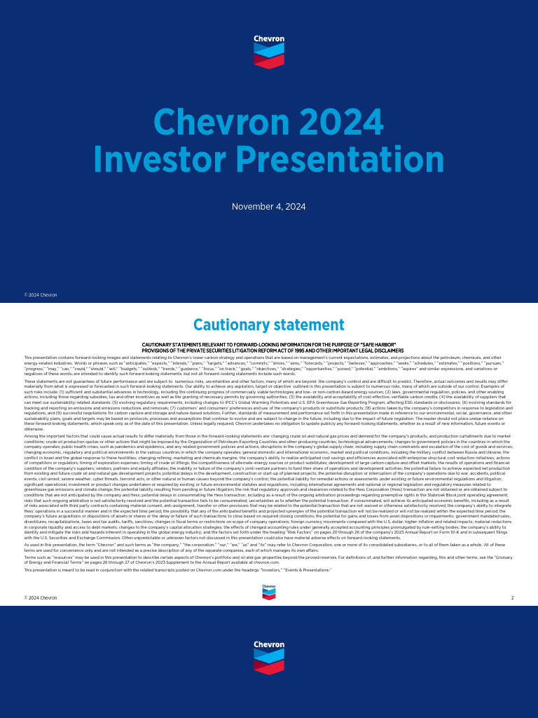 Chevron 2024 Investor Presentation Overview | PDF | Carbon Capture And ...