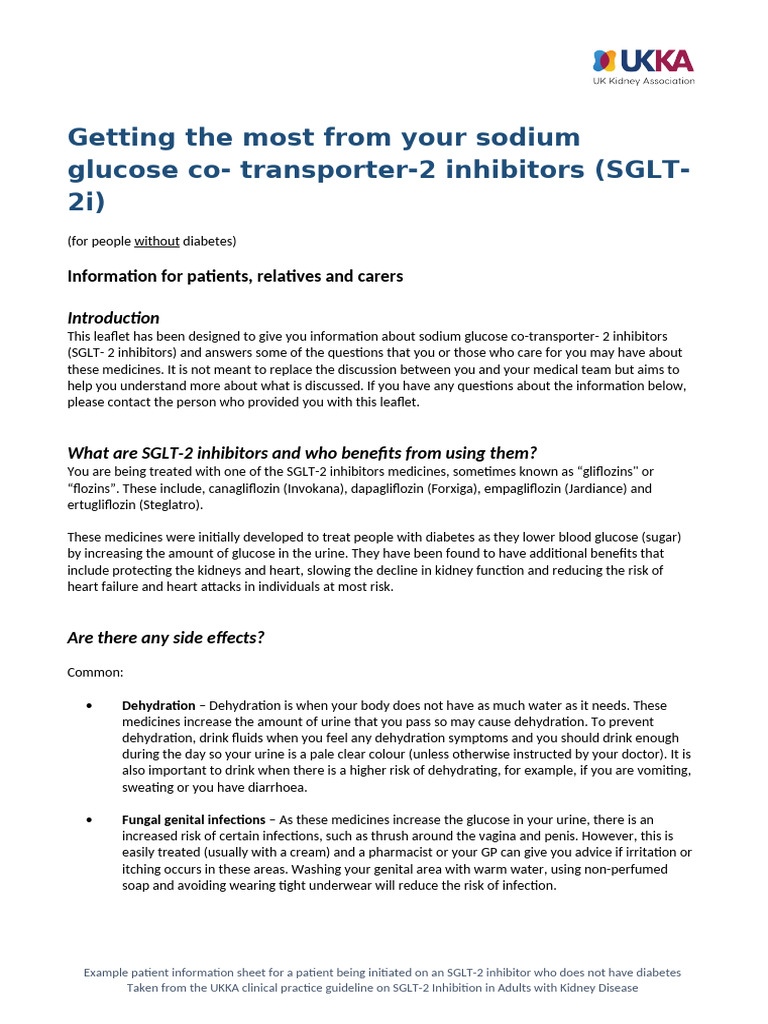 Example patient information sheet for a patient being initiated on an SGLT-2 inhibitor who does ...
