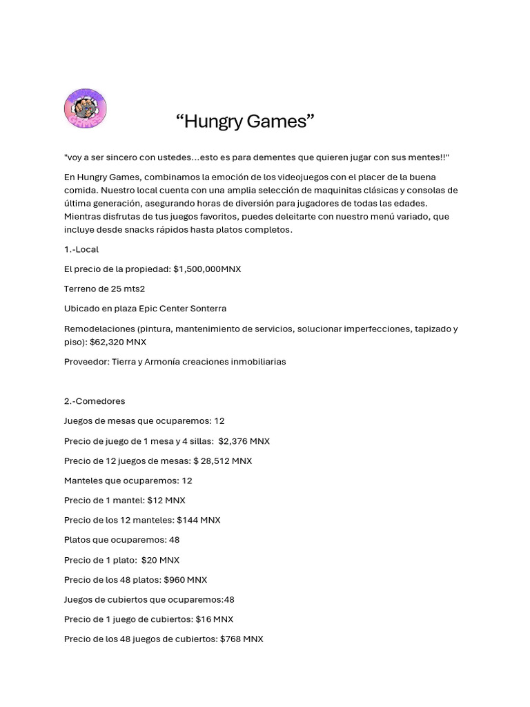 Juegos y Comida en Hungry Games | PDF | Consolas de videojuegos para el ...