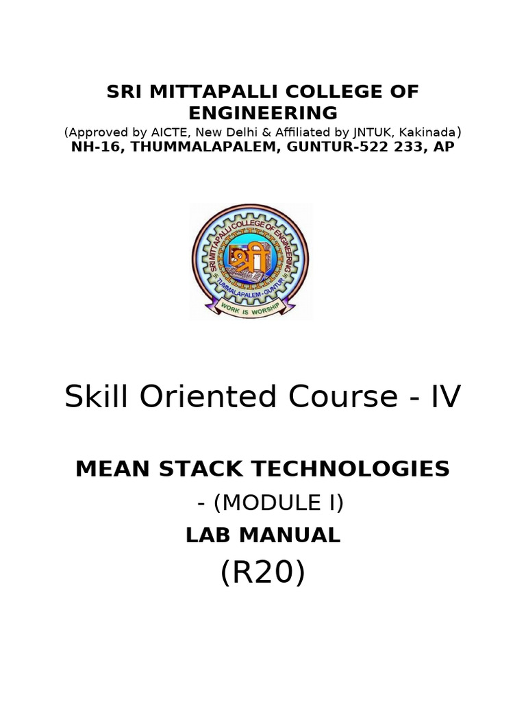 Mean Stack Technologies Lab Manual (Full) | PDF | Java Script | Angular Js