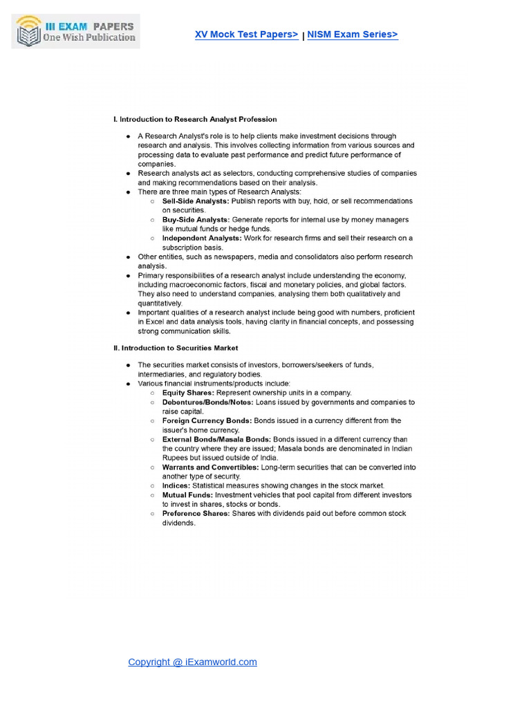 Sample XV Research Analyst Terminologies | PDF