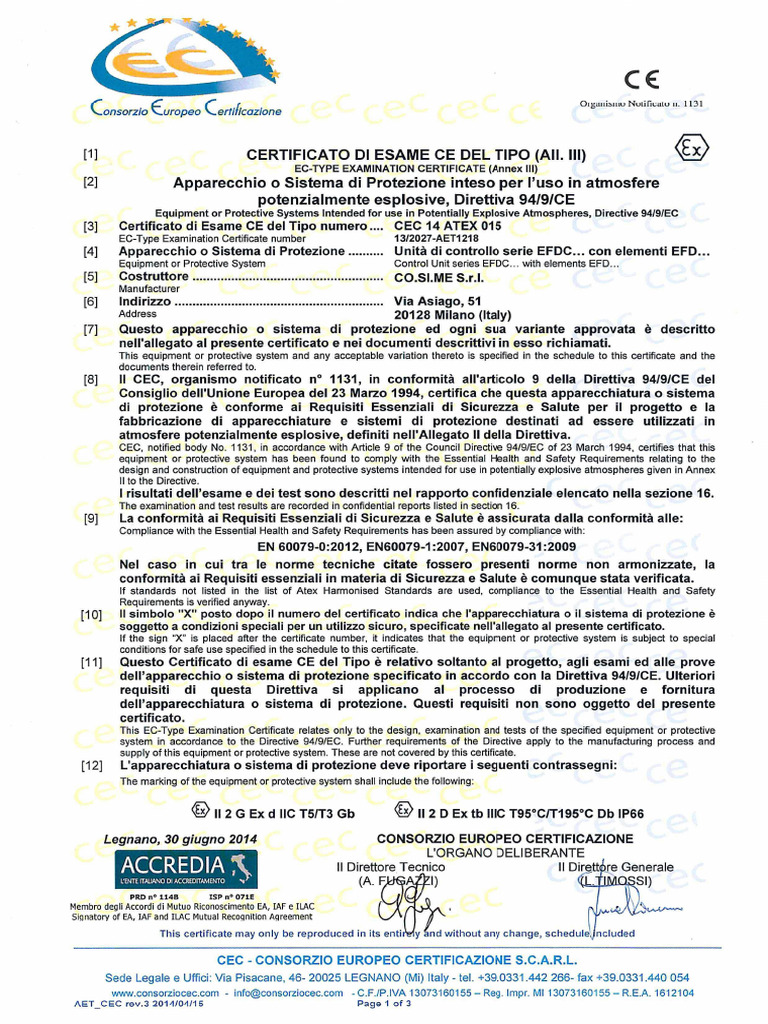 Cec 14 Atex 015 | PDF