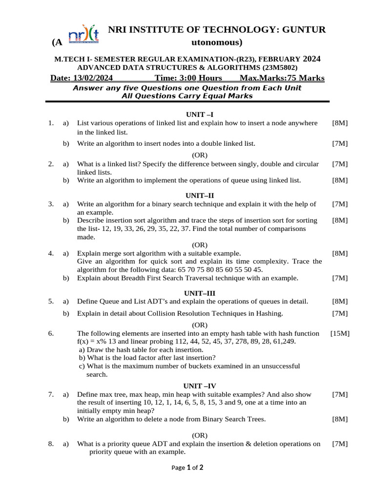 ADSA Used On 13.02.2024 | PDF | Computer Programming | Algorithms
