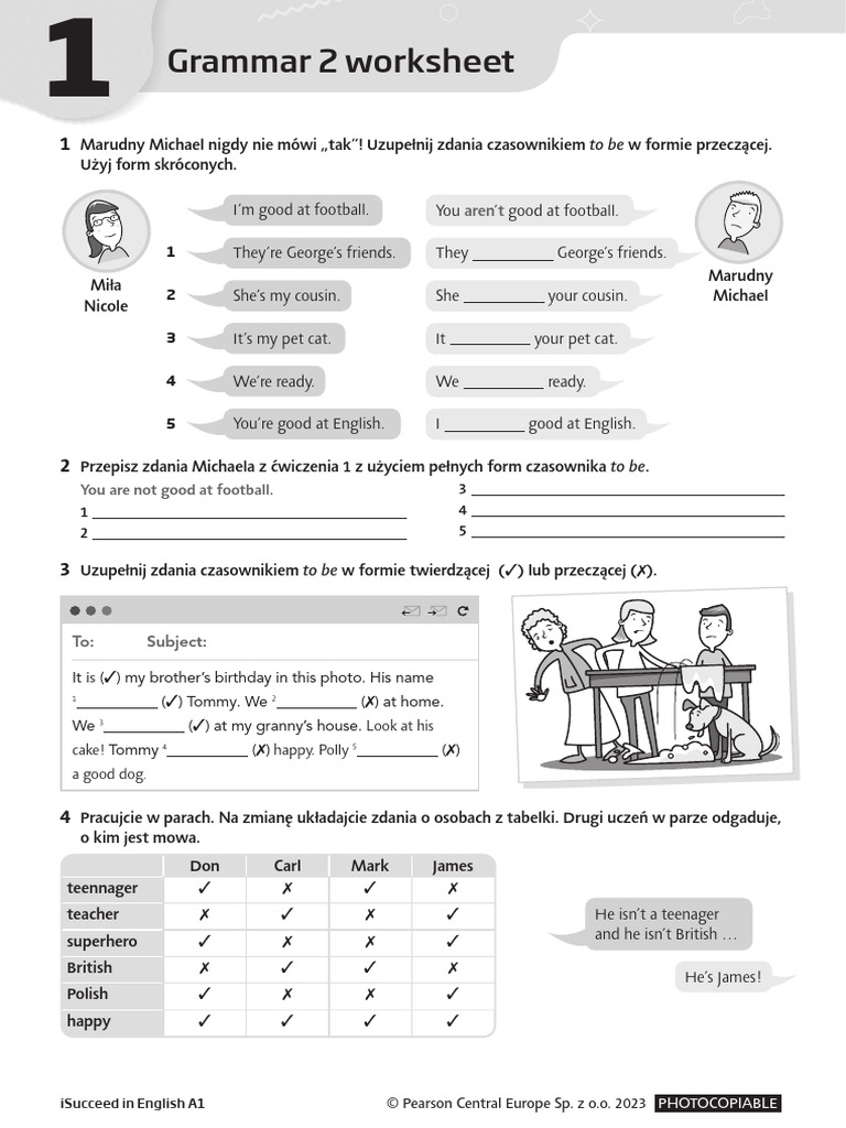Isucceed - in - English - TRA1 - Grammar Worksheets - Unit 1 - Grammar 2 | PDF