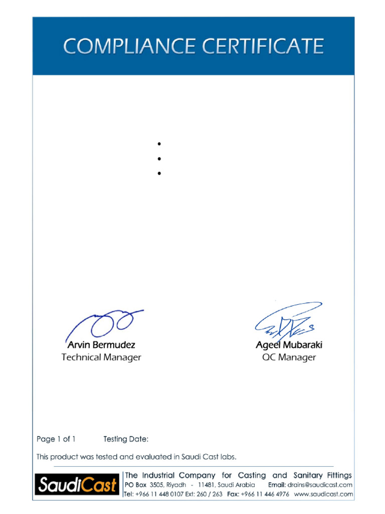 FD 6010RC Compliance Certificate | PDF