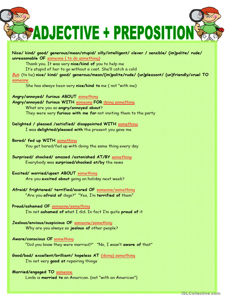 ADJECTIVE + PREPOSITION_exercise 1_Student's book | PDF