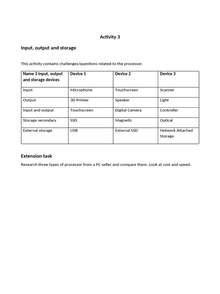 Input, Output, and Storage Devices Guide | PDF