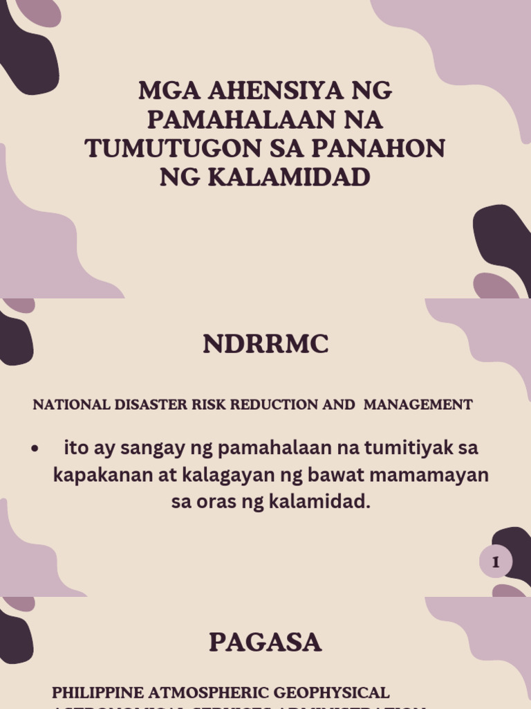 Mga Ahensiya NG Pamahalaan Na Tumutugon Sa Panahon NG Kalamidad | PDF