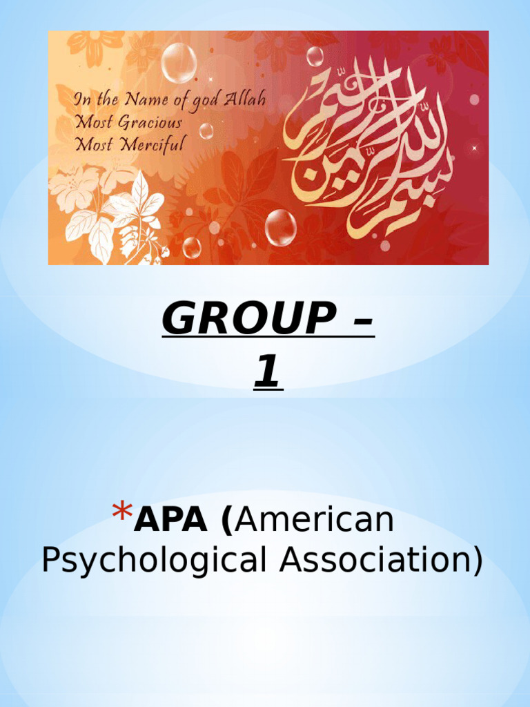 English Presentation APA Group-1 SON,PIMS | PDF | Apa Style | American ...