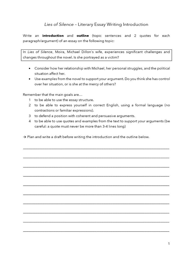Lies of Silence Literary Essay Intro | PDF | Human Communication | Writing