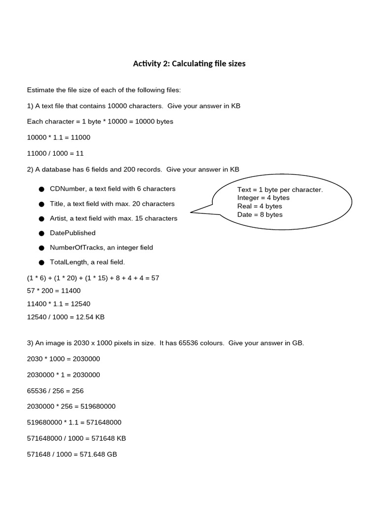 Units - Calculating File Sizes | PDF