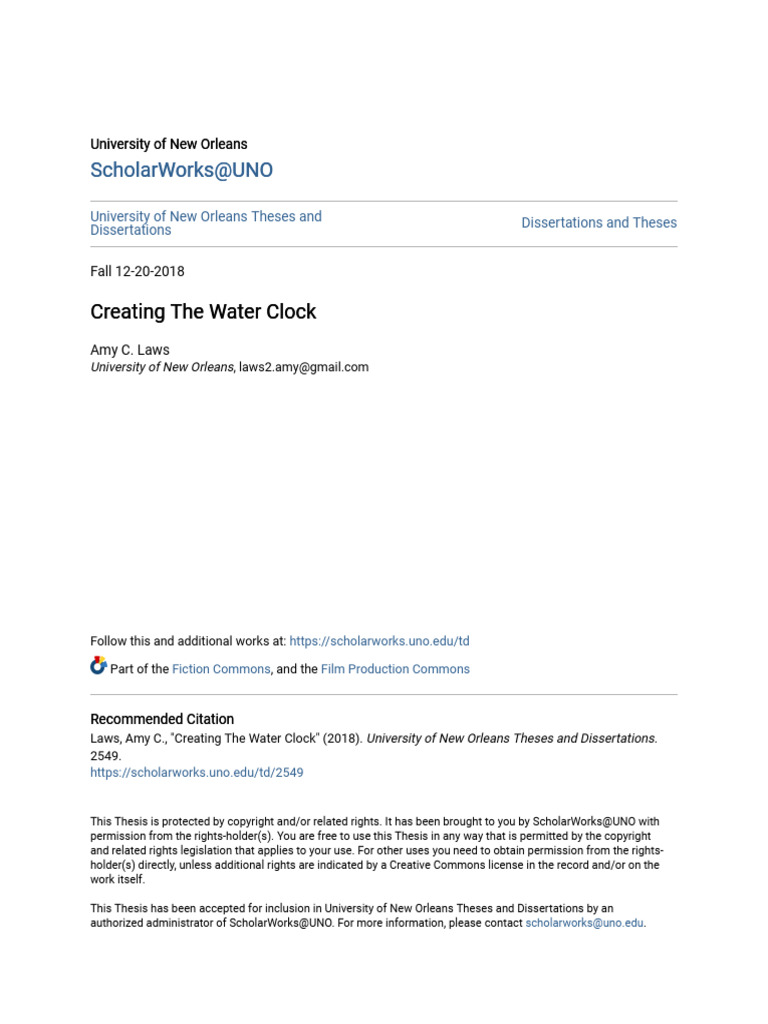 Creating The Water Clock | PDF | Thesis | Realism (Arts)