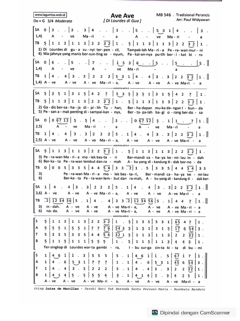 Ave - Ave (Madah Bakti 546) | PDF