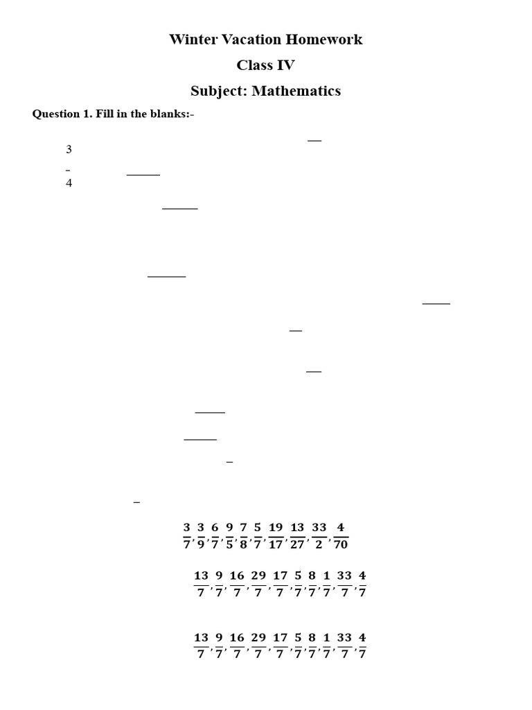 Winter Vacation Homework | PDF | Mathematics | Mathematical Notation