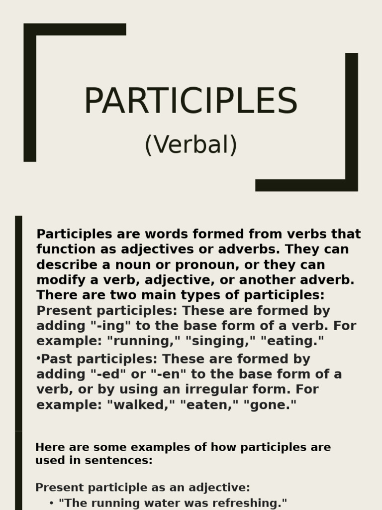 Participles-verbal | PDF | Verb | Adjective