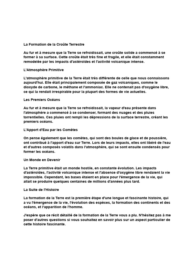 Formation de la Terre et premiers océans | PDF
