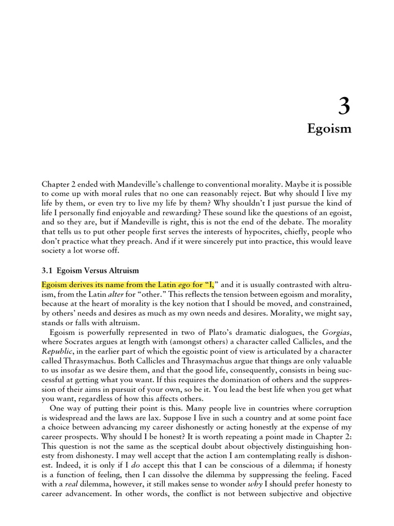 Egoism: The Pursuit of Self-Interest | PDF | Psychological Egoism ...
