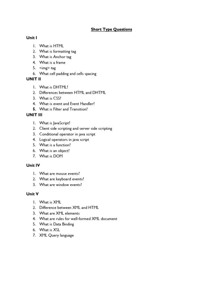 Web Technologies Questions | PDF