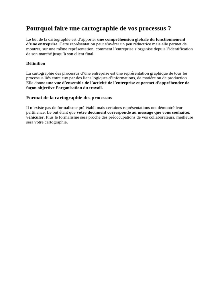 Importance de la cartographie des processus | PDF | Cartographie ...