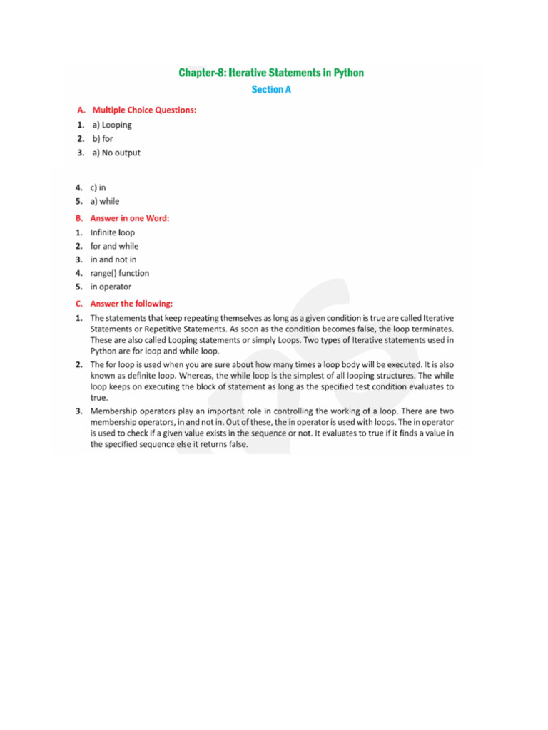 8 - Iterative Statements - Answer Key | PDF