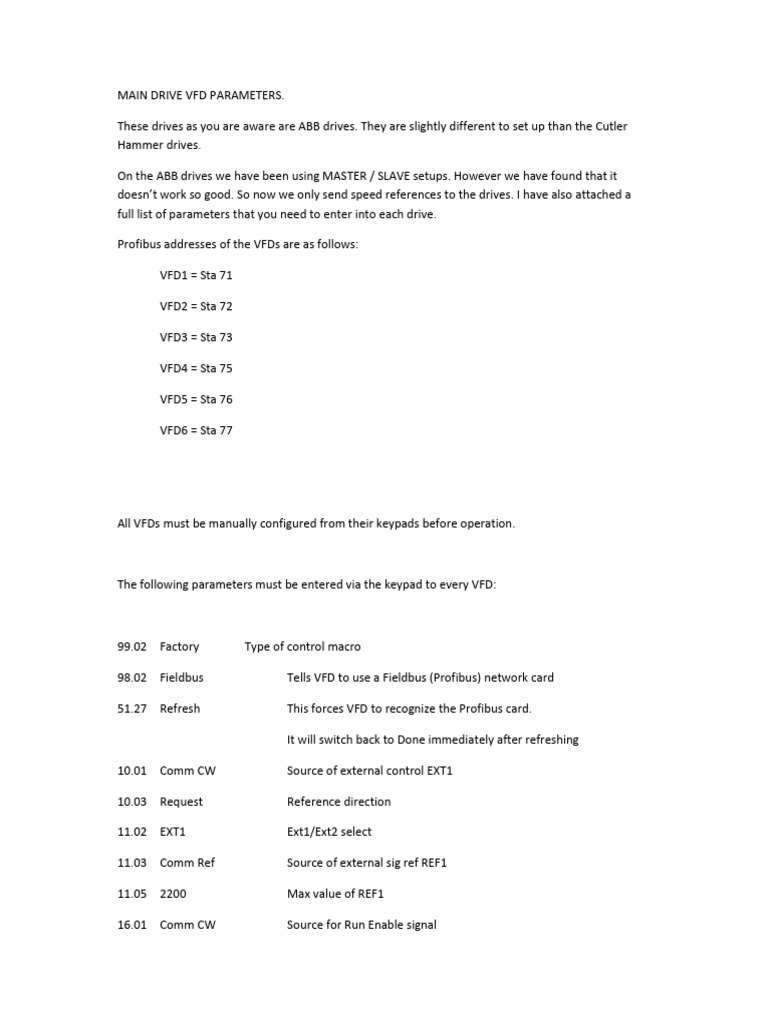 ABB VFD Parameter Setup Guide | PDF | Electronics | Computer Engineering