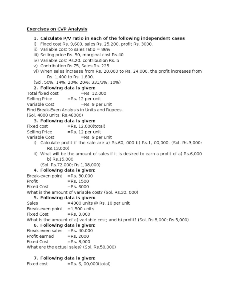 CVP Analysis | PDF | Microeconomics | Pricing