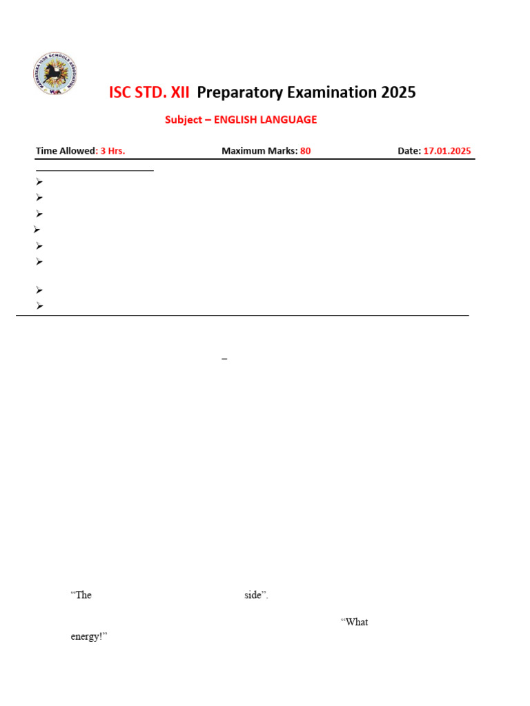 ISC English Language Paper 2025 | PDF