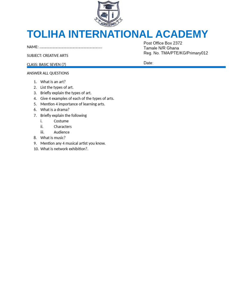 Basic 7 Creative Arts | PDF