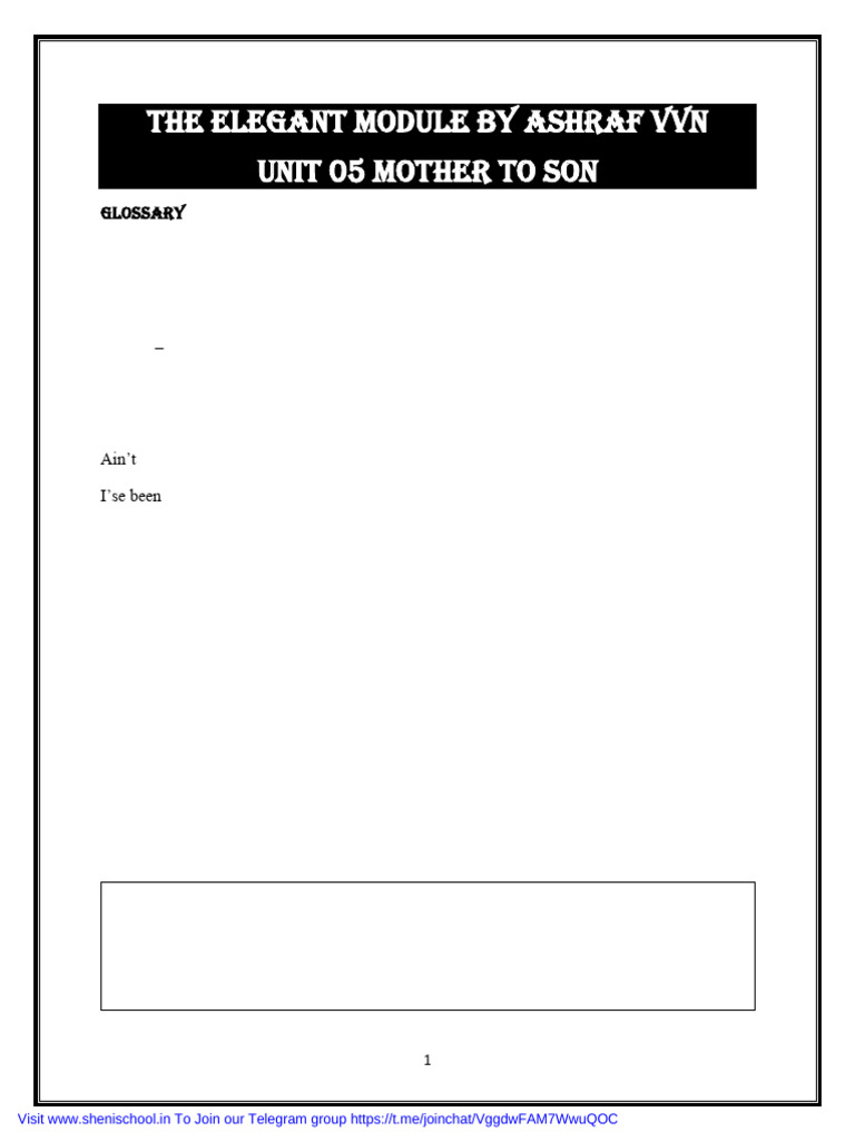SHENIBLOG-MOTHER TO SON ELEGANT MODULE | PDF