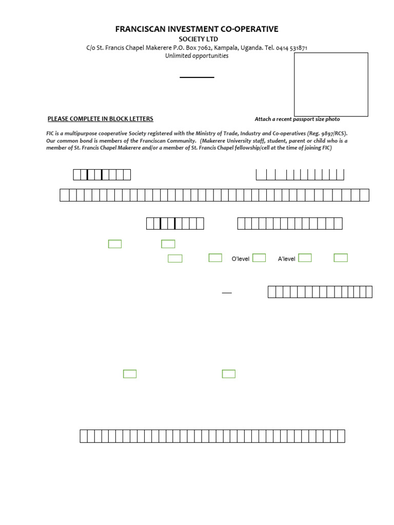 FIC Adult Account Appliocation Form | PDF