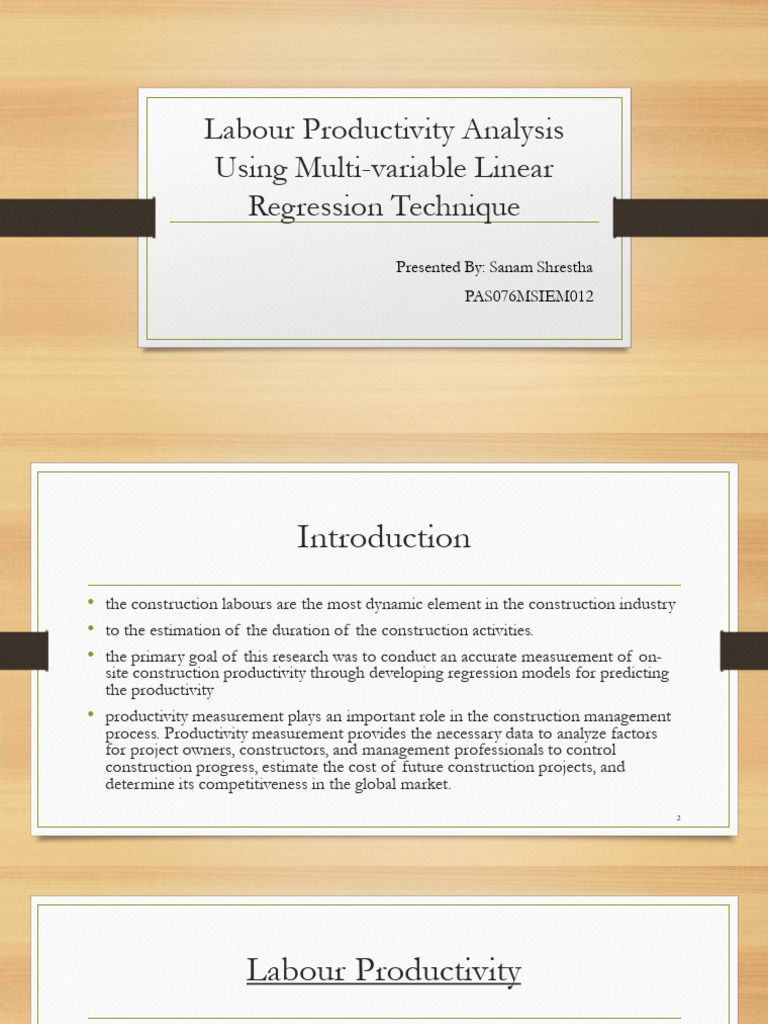 Labour Productivity Analysis Using Multi-variable Linear Regression Technique | PDF | Regression ...