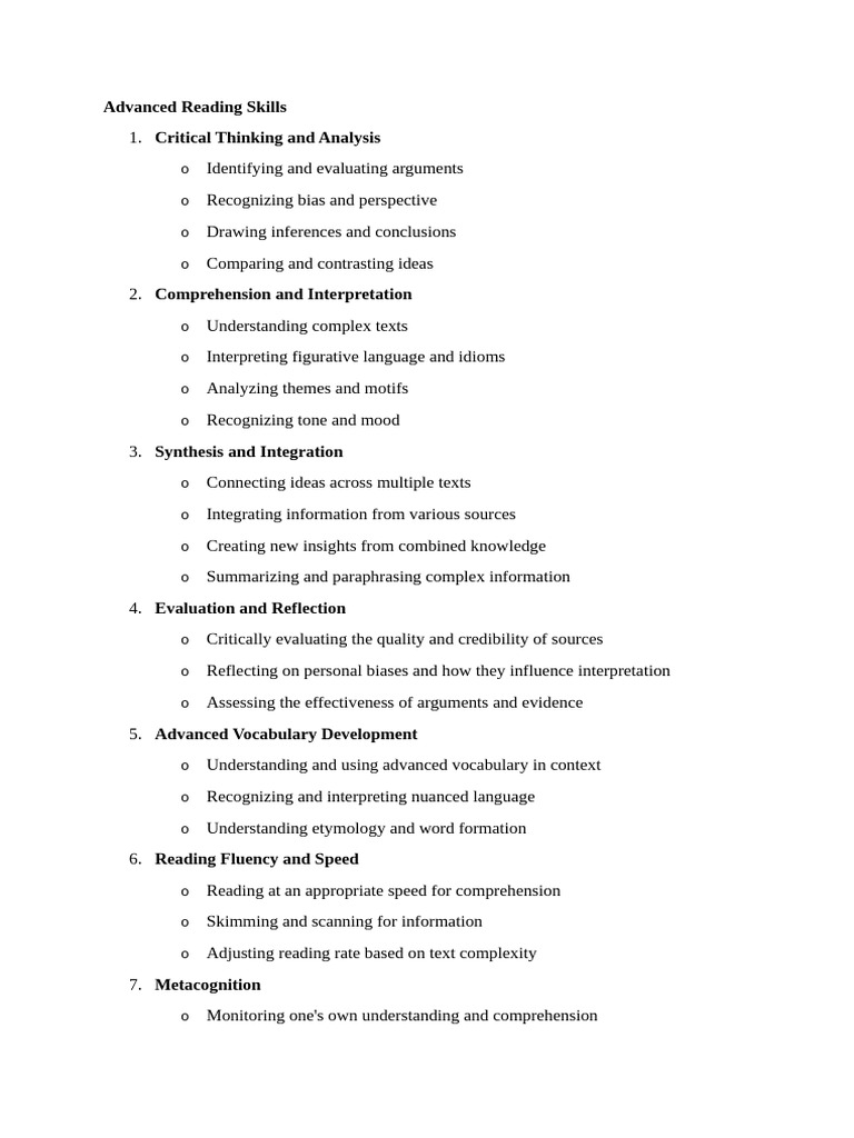 Advanced Reading Skills Guide | PDF | Reading Comprehension | Critical ...