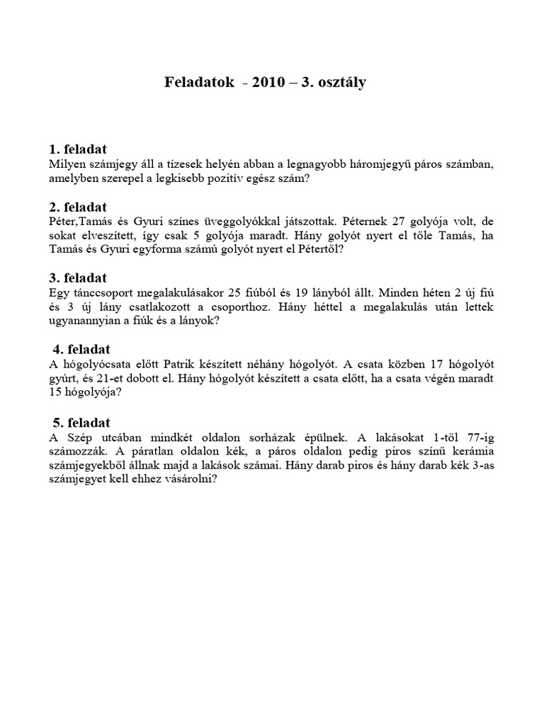 Iskolai Matekverseny 3.oszt.3 | PDF