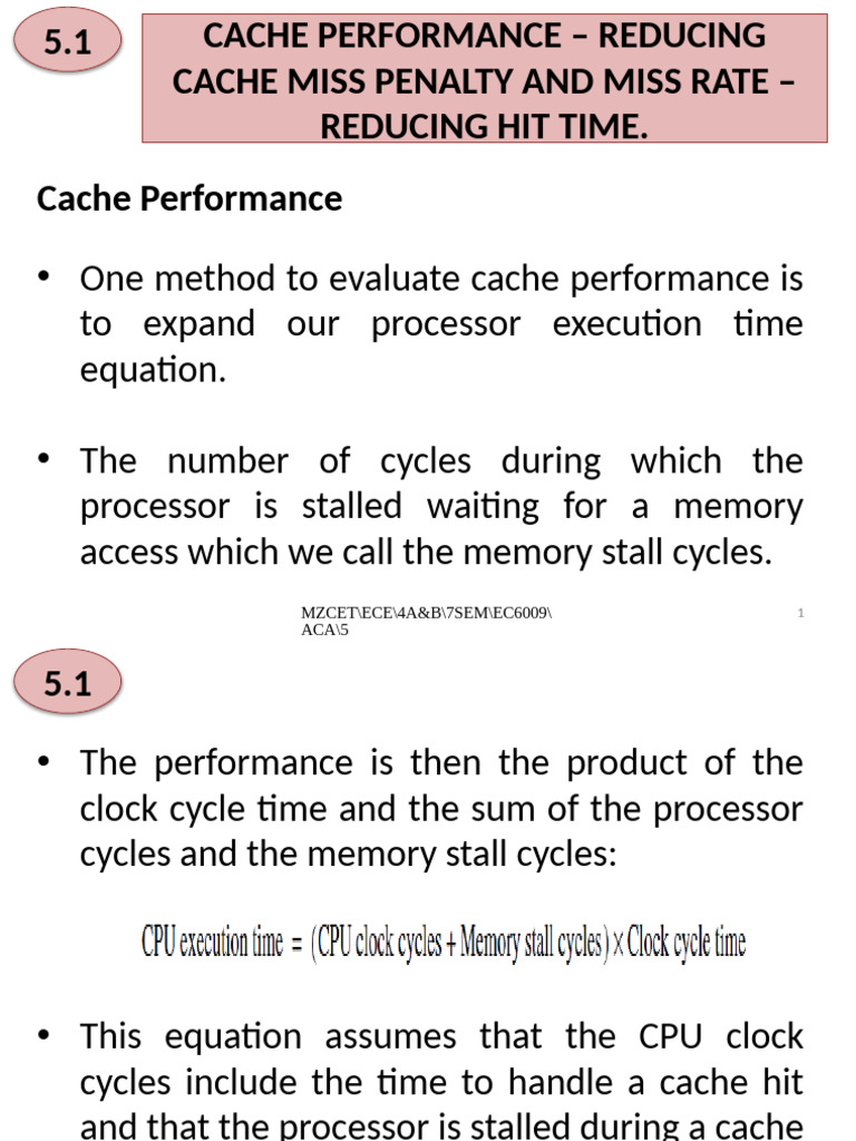 Cache Performance - Reducing Cache Miss Penalty and | PDF | Cpu Cache | Central Processing Unit