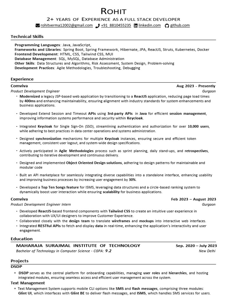Rohit_Resume-1-1-1 | PDF | Java (Programming Language) | World Wide Web