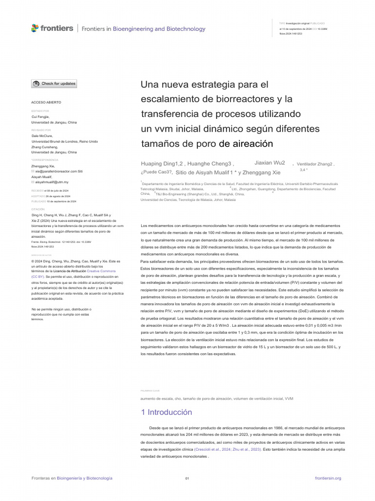Una Nueva Estrategia para El Escalamiento de Biorreactores TRADUCIDO | PDF