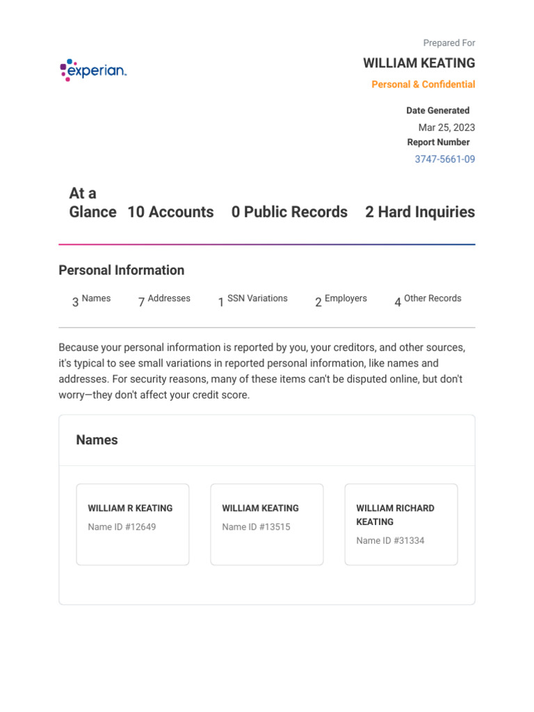 Annual Credit Report - Experian | PDF | Credit History | Credit Bureau