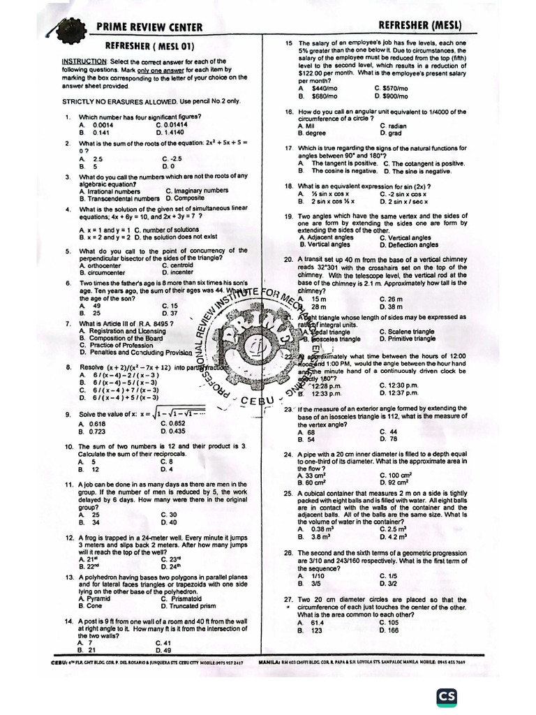 Mesl-Refresher 1.2 (New) | PDF