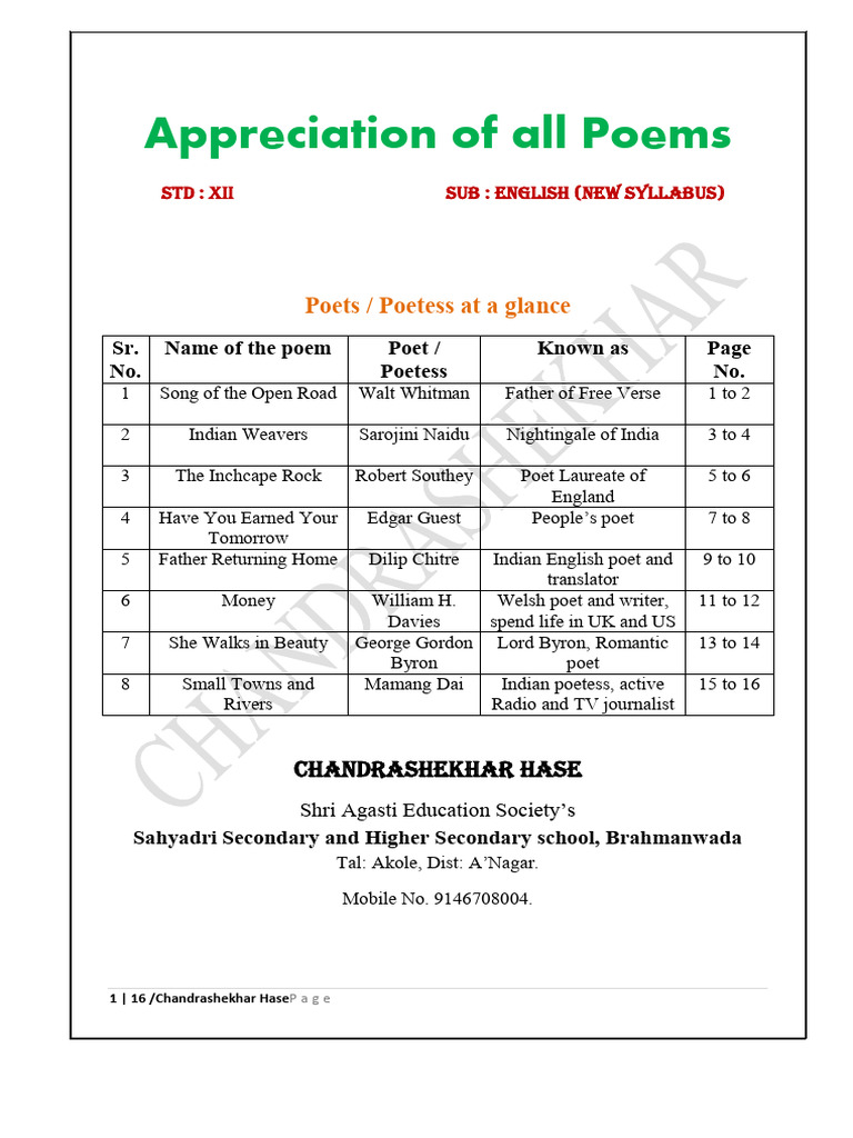 Poetic Appreciation | PDF | Poetry | Poetic Devices