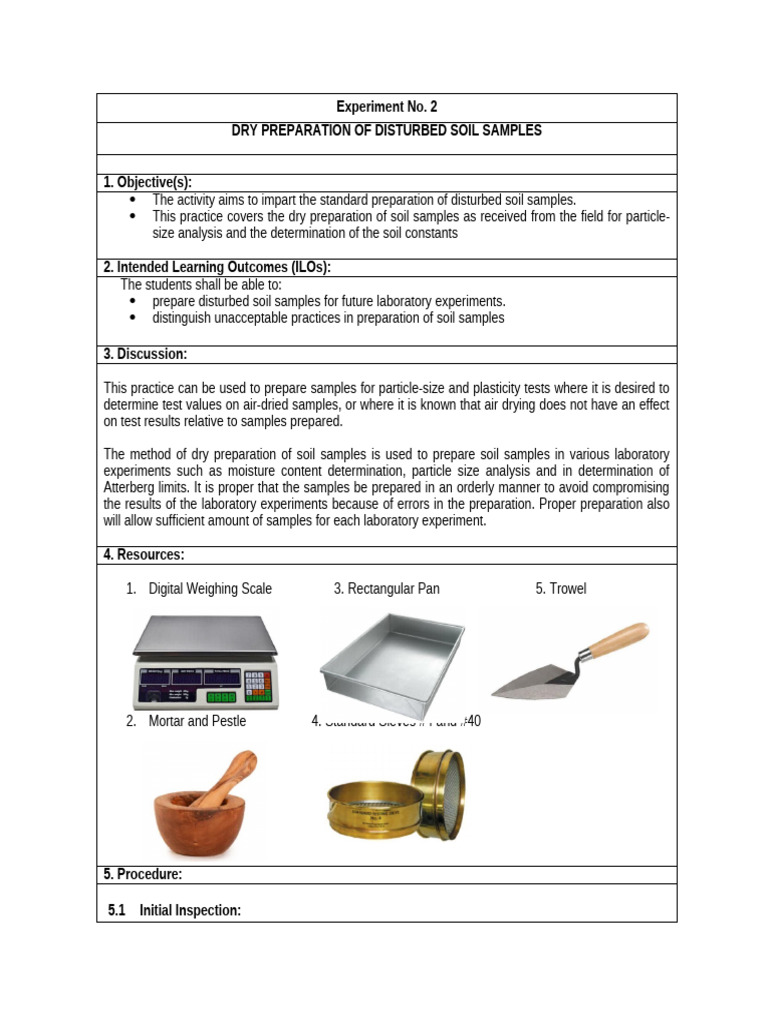 Dry Preparation of Soil Samples Guide | PDF | Experiment | Soil